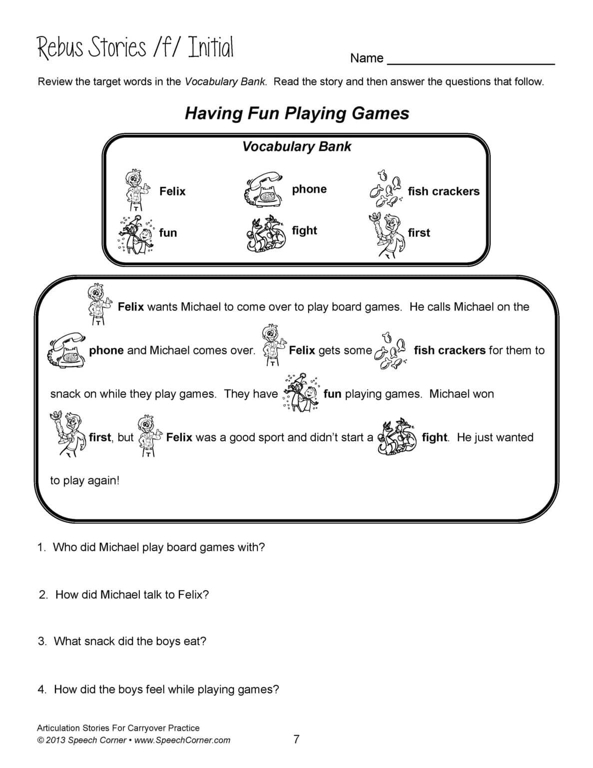 Articulation Stories For Carryover Practice - Speech Corner