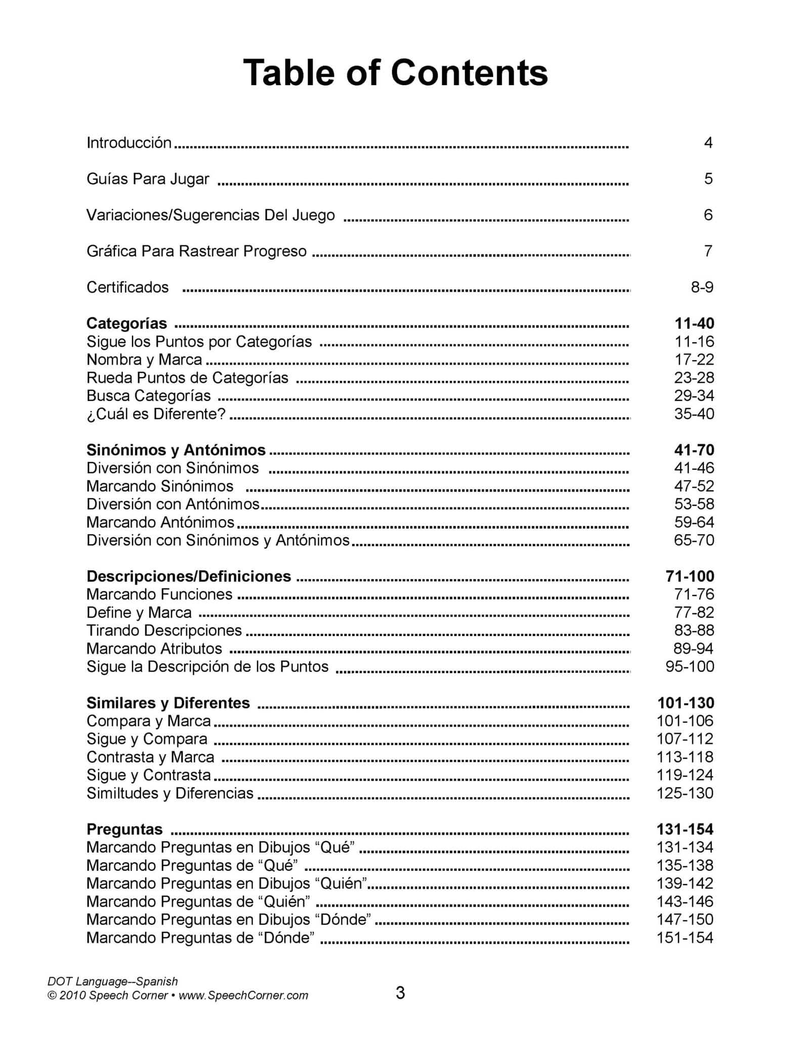 Dot Language - Spanish - Speech Corner