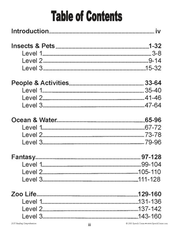 Dot Reading Comprehension - Speech Corner