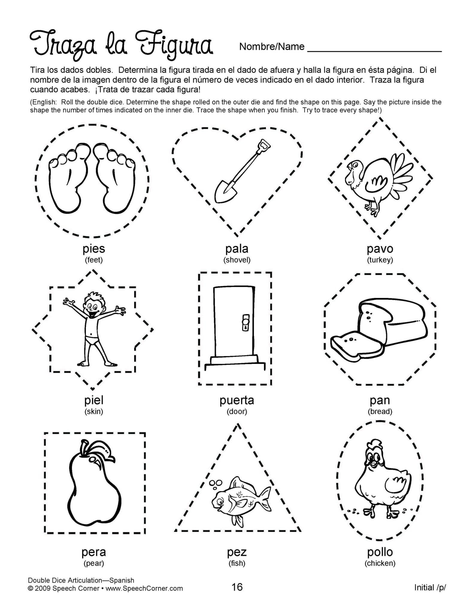 Double Dice Articulation - Spanish - Speech Corner