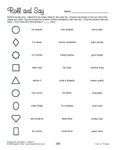 Double Dice Articulation Vocalic /r/ - Speech Corner