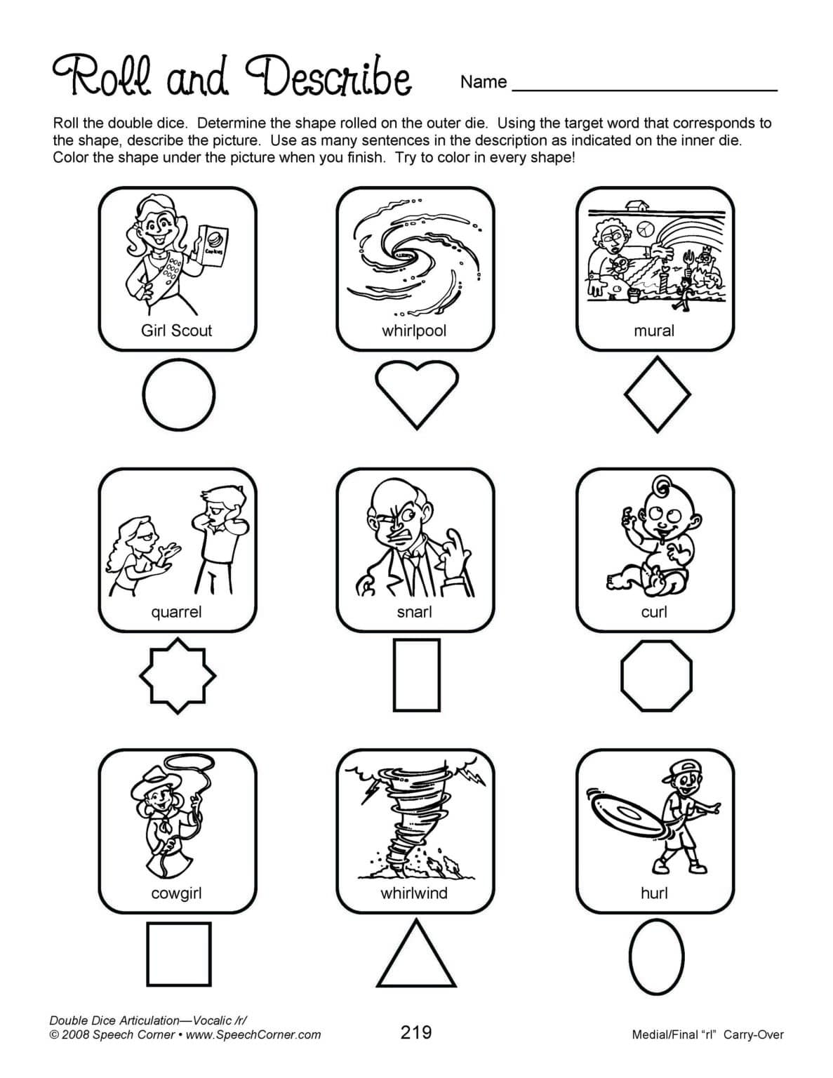 Double Dice Articulation Vocalic /r/ - Speech Corner