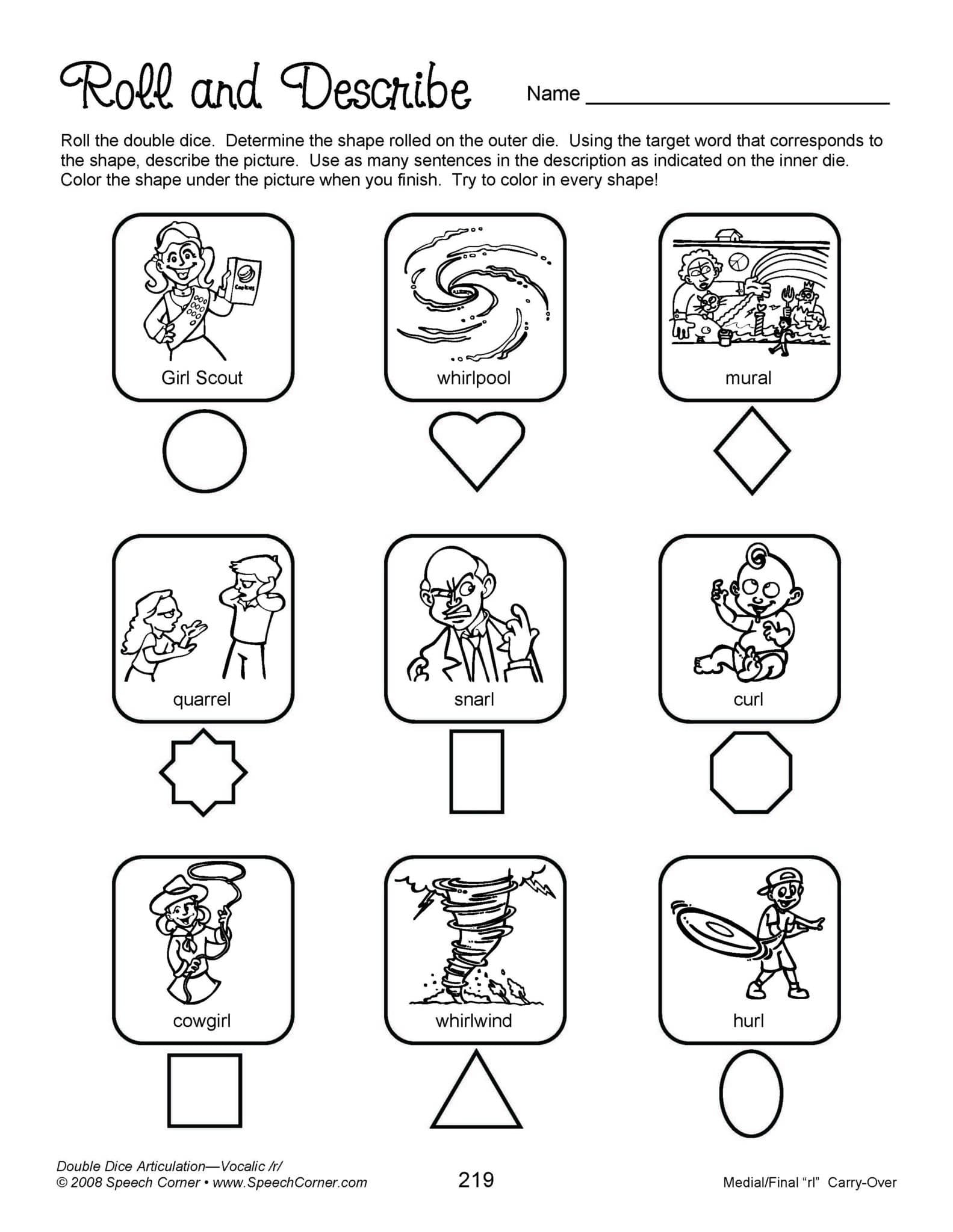 Double Dice Articulation Vocalic /r/ - Speech Corner