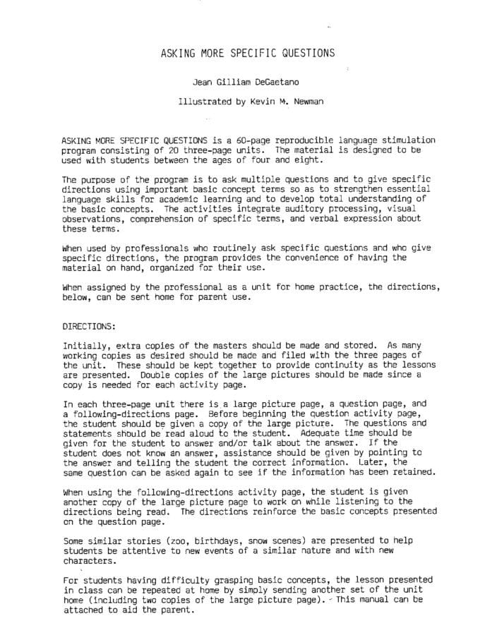 Asking More Specific Questions - Speech Corner