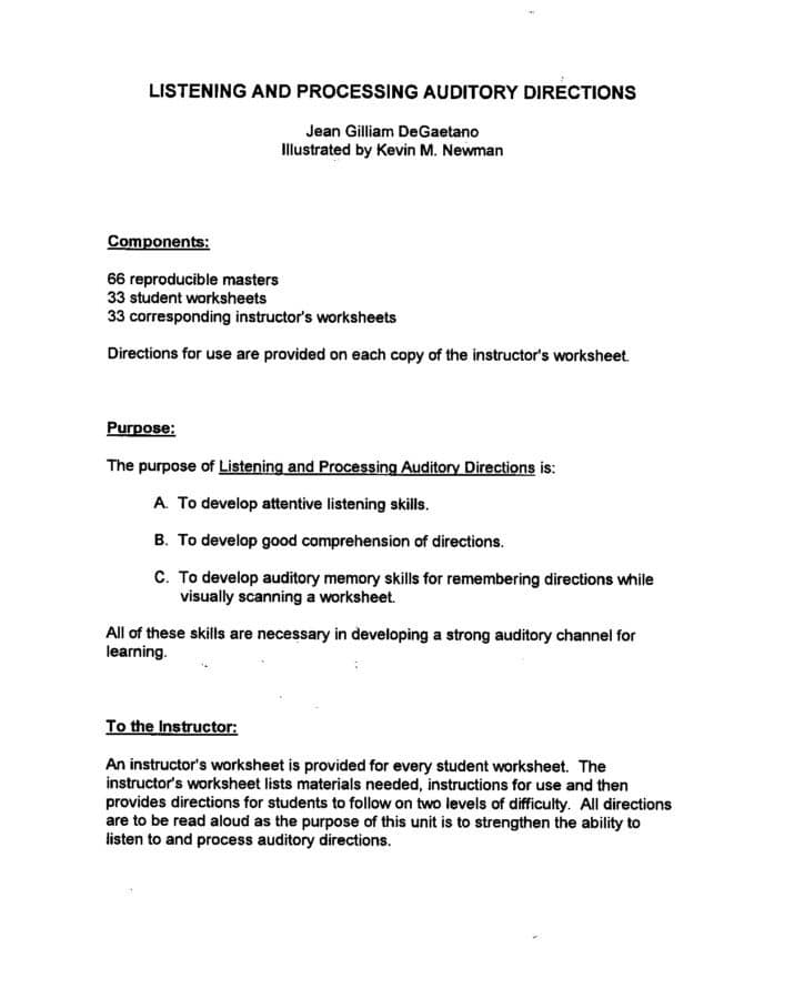 Listening & Processing Auditory Directions - Speech Corner