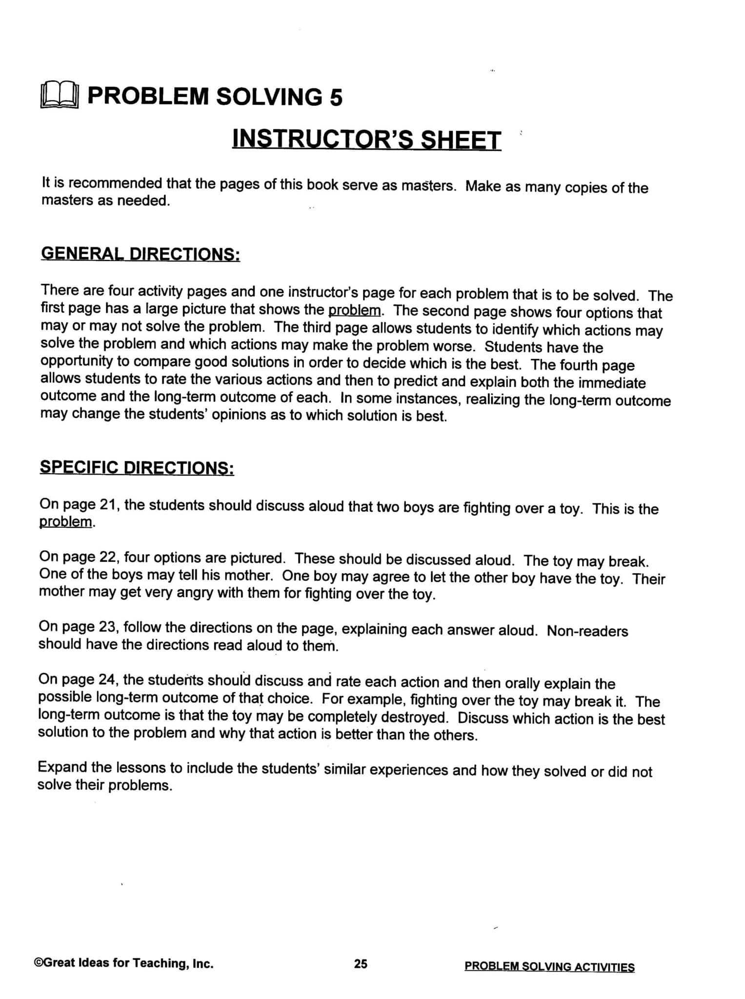 Problem Solving Activities - Speech Corner