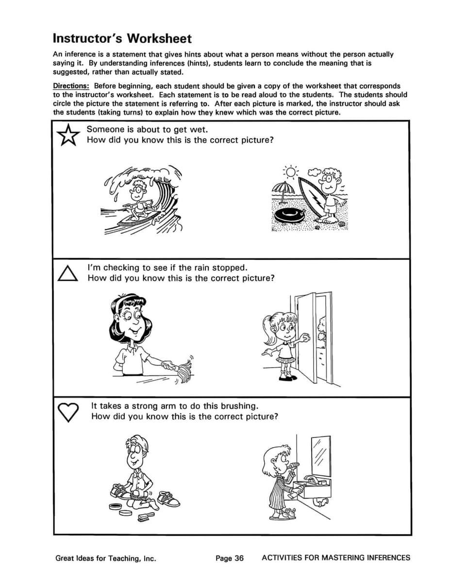 Activities for Mastering Inferences - Speech Corner