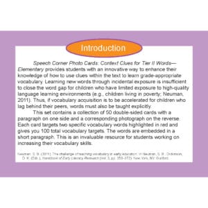 Context Clues for Tier II Words-Elementary - Speech Corner Photo Cards ...