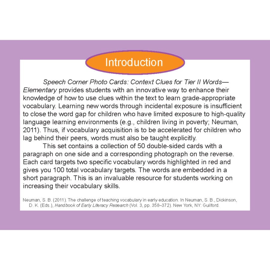 Context Clues for Tier II Words-Elementary - Speech Corner Photo Cards ...