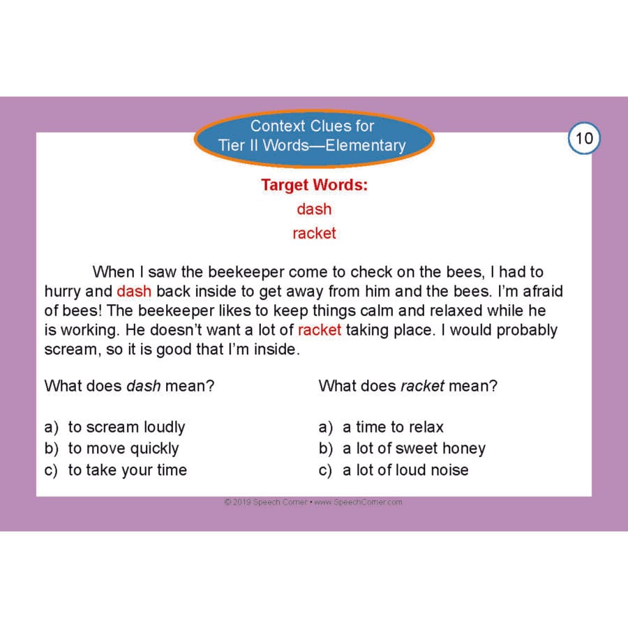 Context Clues for Tier II Words-Elementary - Speech Corner Photo Cards ...