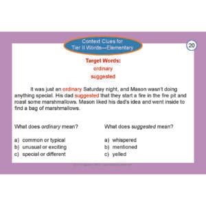 Context Clues for Tier II Words-Elementary - Speech Corner Photo Cards ...