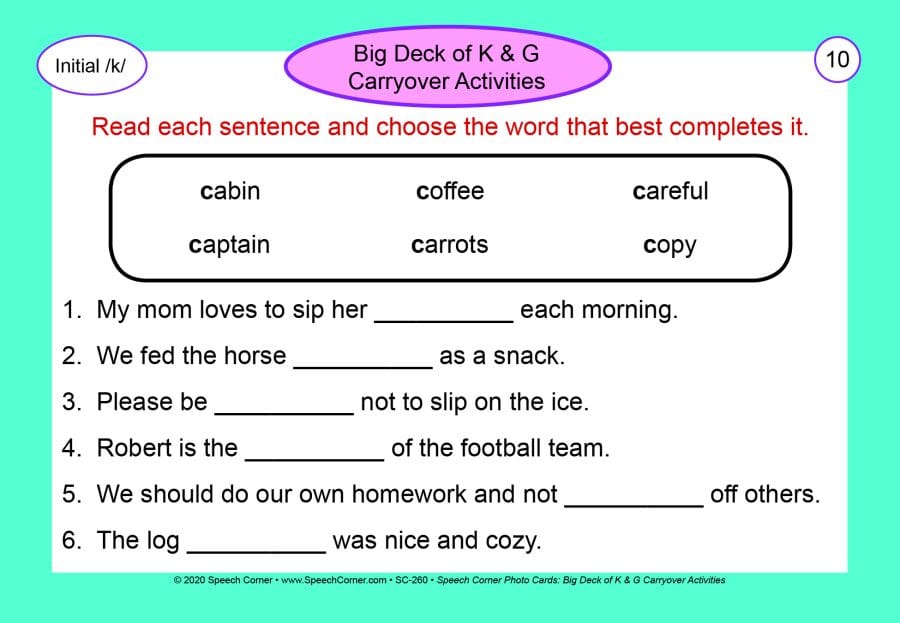 Big Deck of K & G Carryover Activities - Speech Corner Photo Cards ...
