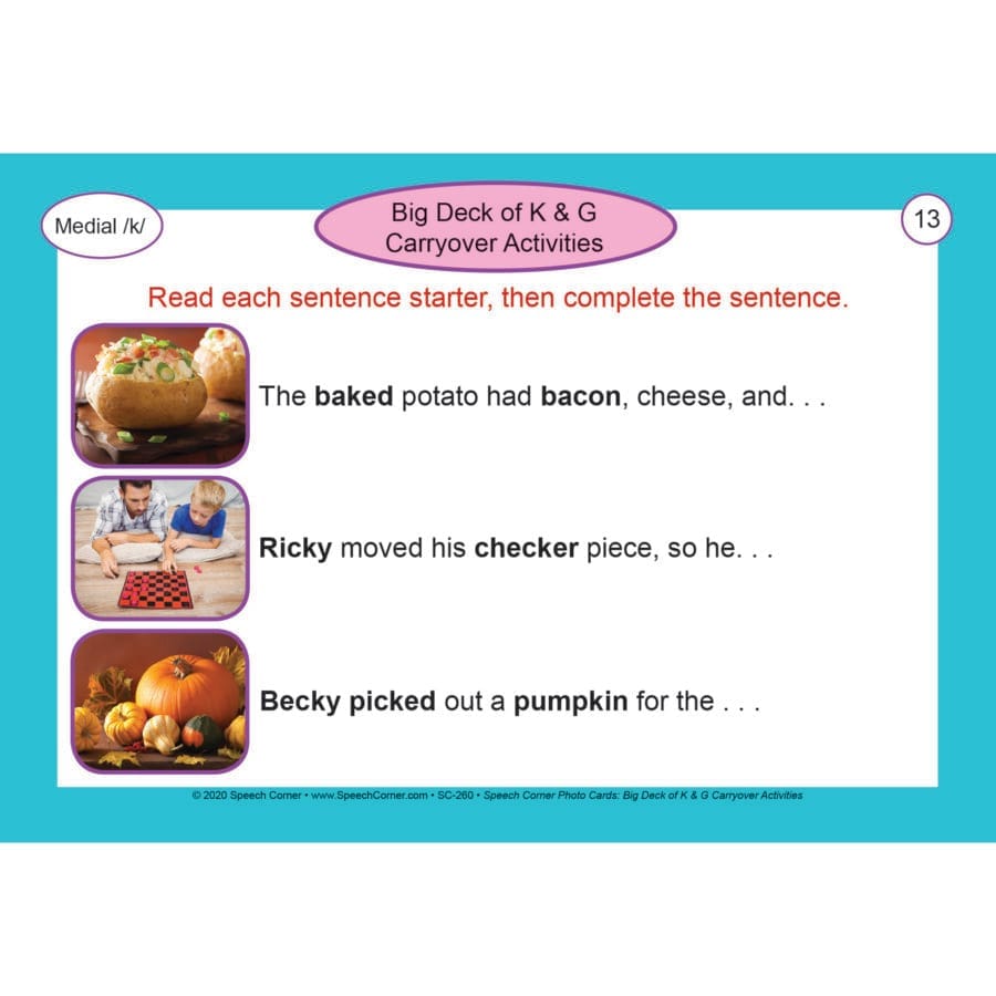 Big Deck of K & G Carryover Activities - Speech Corner Photo Cards ...