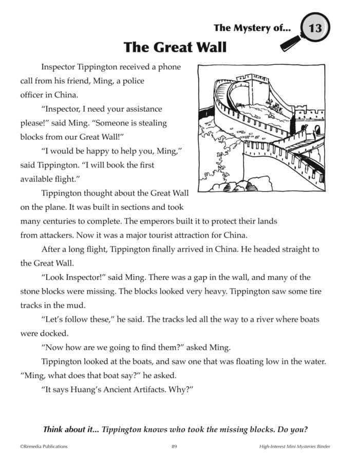 High-Interest Mini Mysteries - Speech Corner