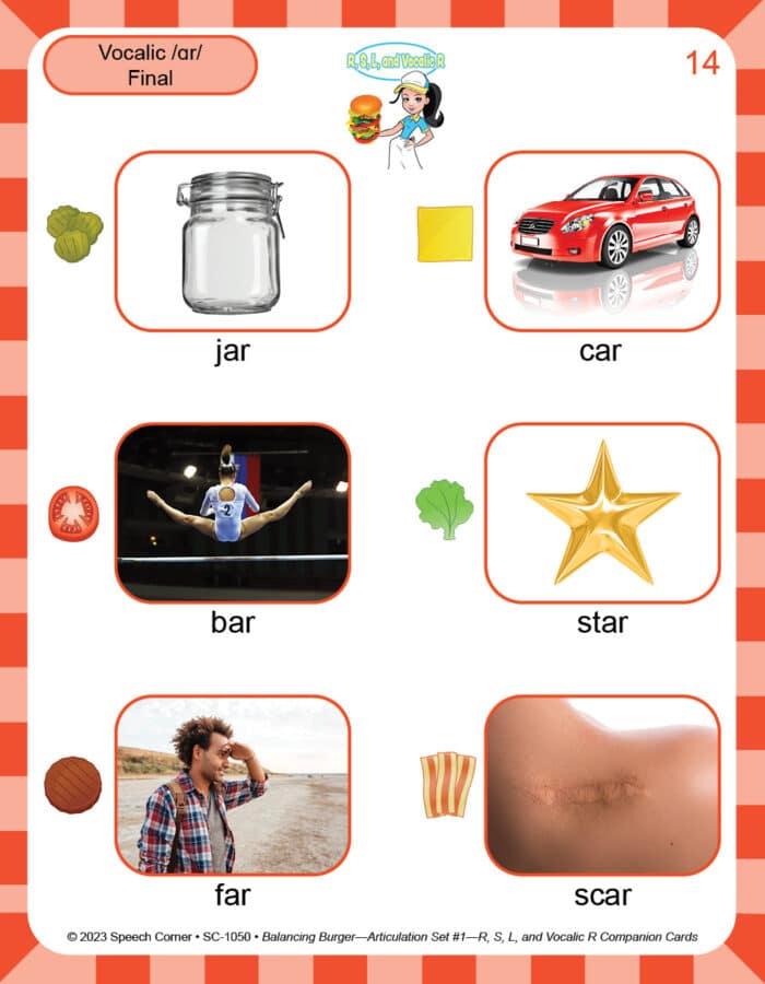 Balancing Burger Articulation Companion Cards Set #1: R, S, L, and ...