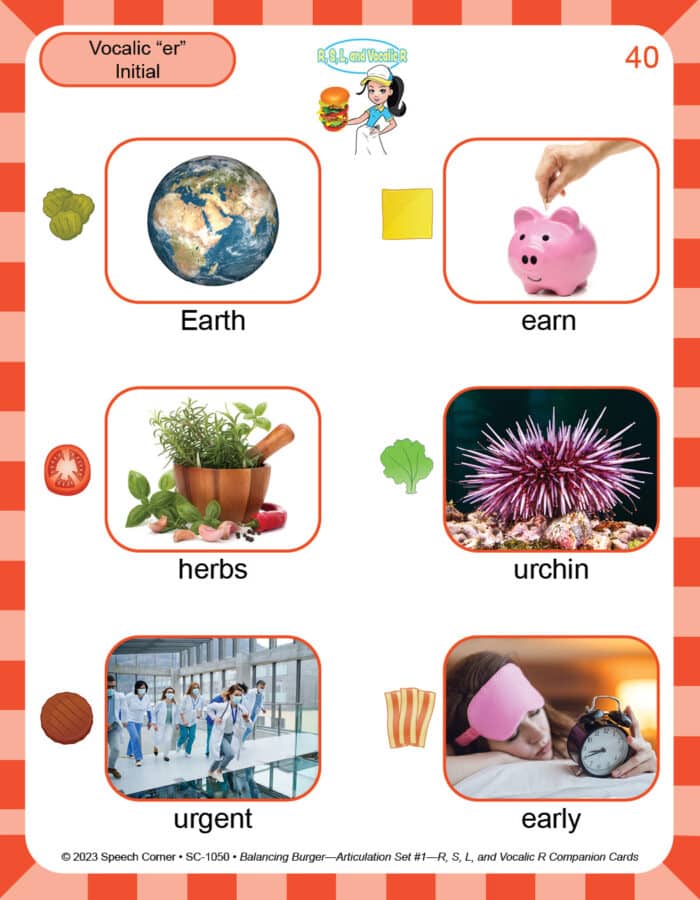 Balancing Burger Articulation Companion Cards Set #1: R, S, L, and ...