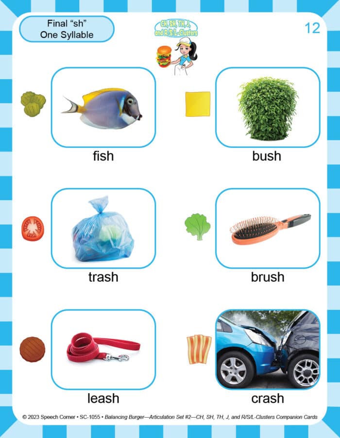 Balancing Burger Articulation Companion Cards Set #2: CH, SH, TH, J ...