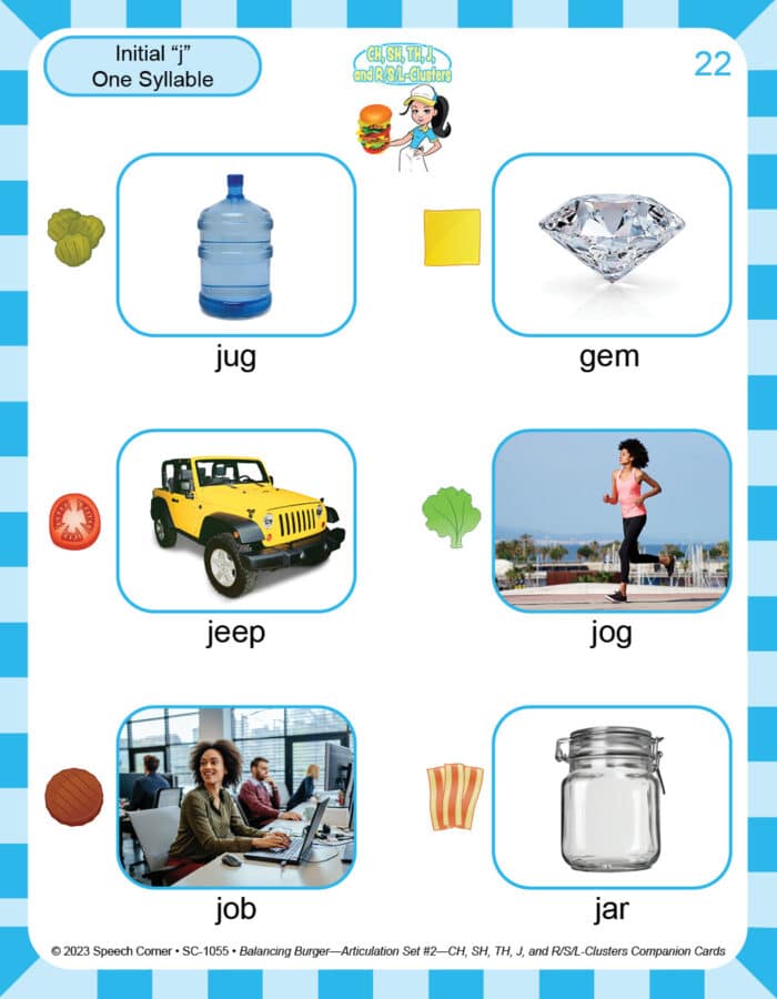 Balancing Burger Articulation Companion Cards Set #2: CH, SH, TH, J ...