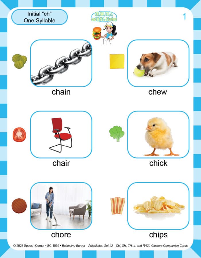 Balancing Burger Articulation Companion Cards Set #2: CH, SH, TH, J ...