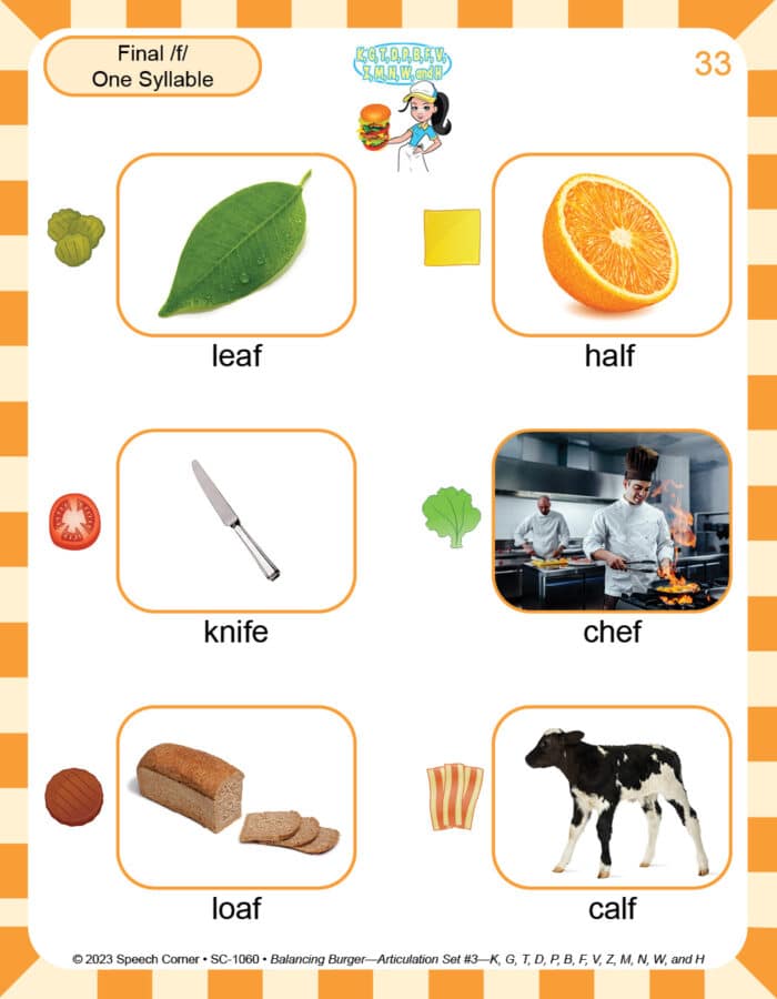 Balancing Burger Articulation Companion Cards Set #3: K,G,T,D,P,B,F,V,Z ...