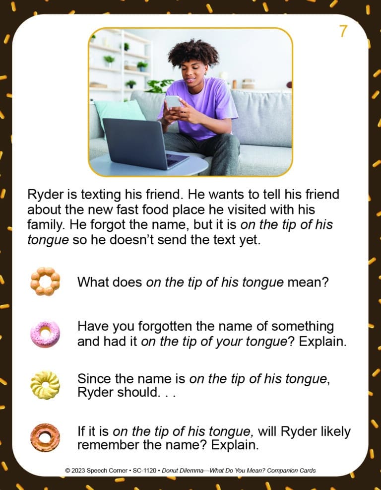 Donut Dilemma - What Do You Mean? Companion Cards - Speech Corner