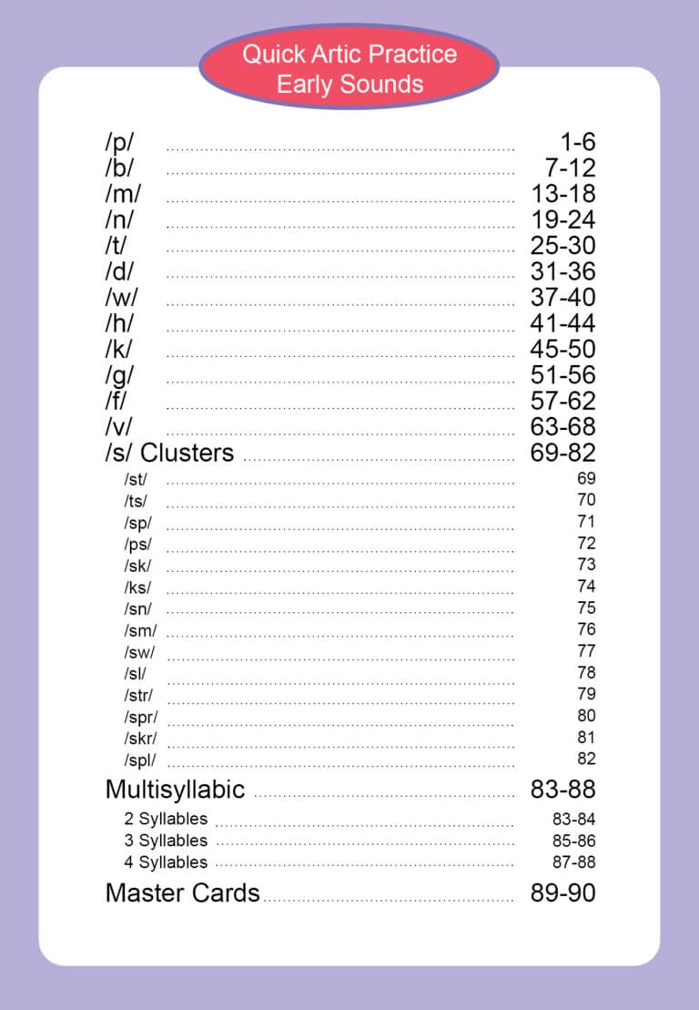 Quick Artic Practice Early Sounds - Speech Corner Photo Cards - Speech ...