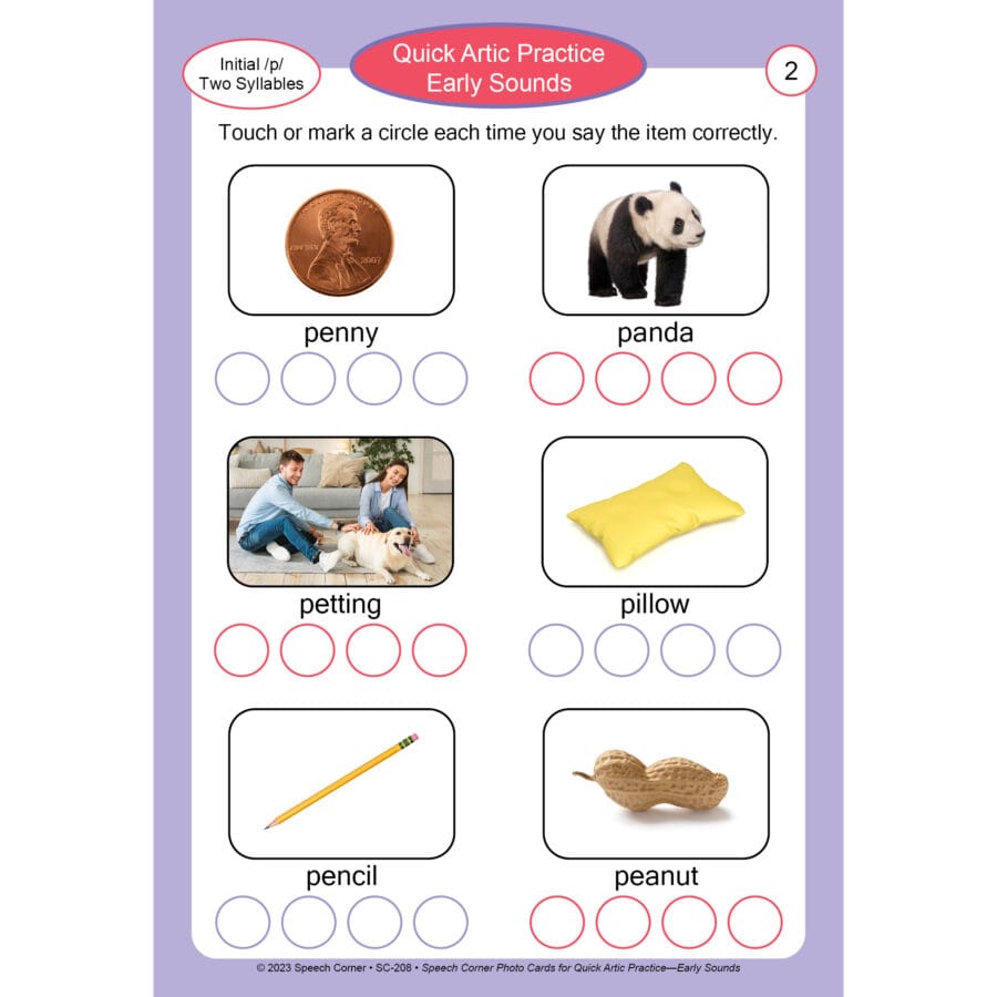 Quick Artic Practice Early Sounds - Speech Corner Photo Cards - Speech ...