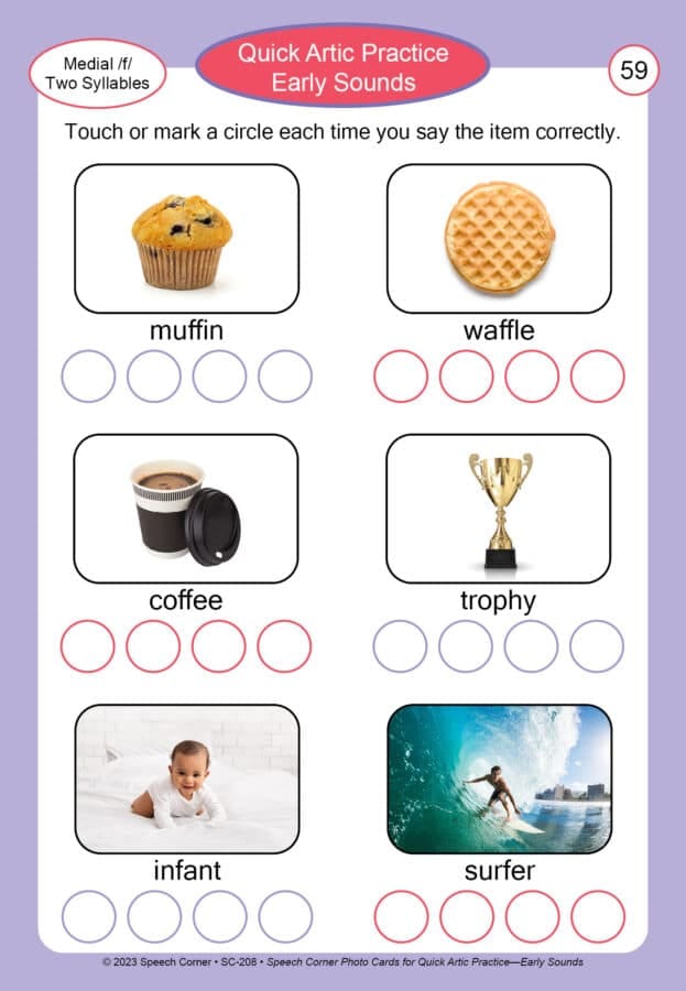 Quick Artic Practice Early Sounds - Speech Corner Photo Cards - Speech ...