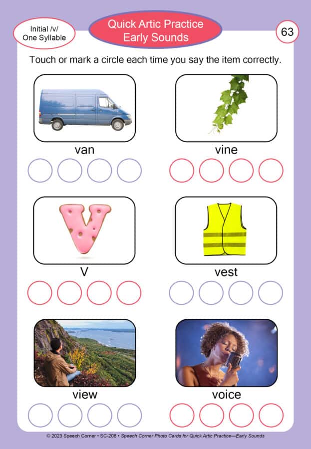Quick Artic Practice Early Sounds - Speech Corner Photo Cards - Speech ...