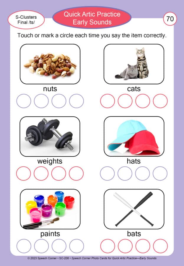 Quick Artic Practice Early Sounds - Speech Corner Photo Cards - Speech ...