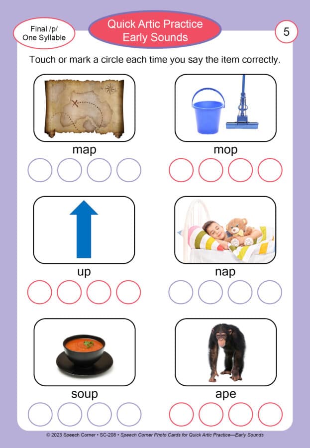 Quick Artic Practice Early Sounds - Speech Corner Photo Cards - Speech ...