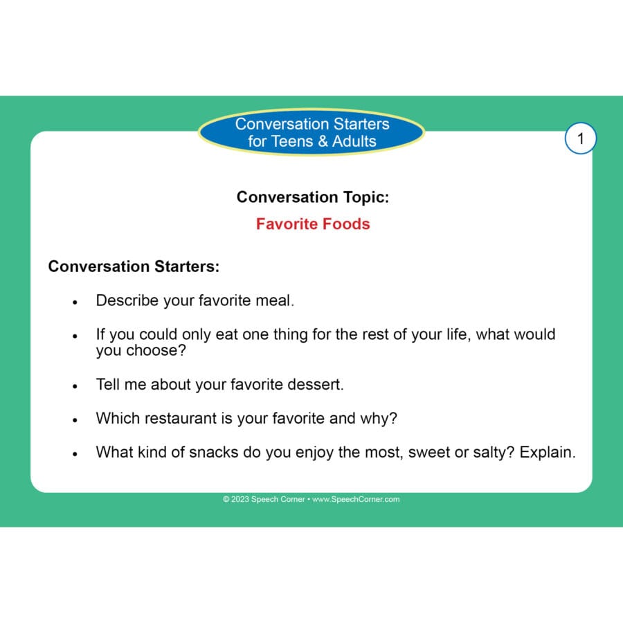 Conversation Starters for Teens and Adults - Speech Corner Photo Cards ...