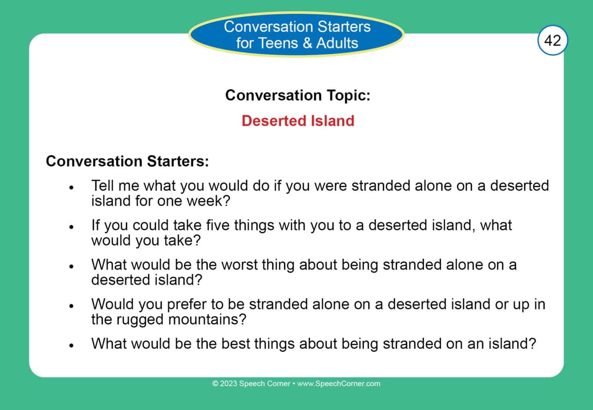 Conversation Starters for Teens and Adults - Speech Corner Photo Cards ...