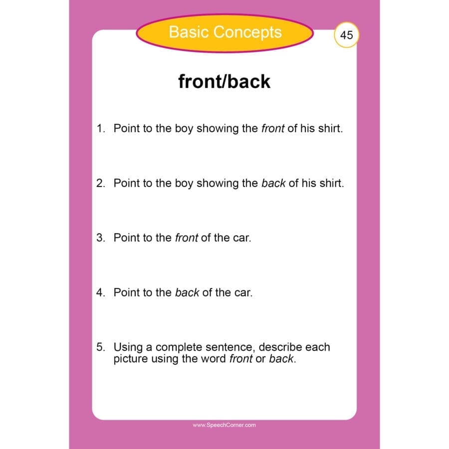 Basic Concepts - Speech Corner Photo Cards - Speech Corner