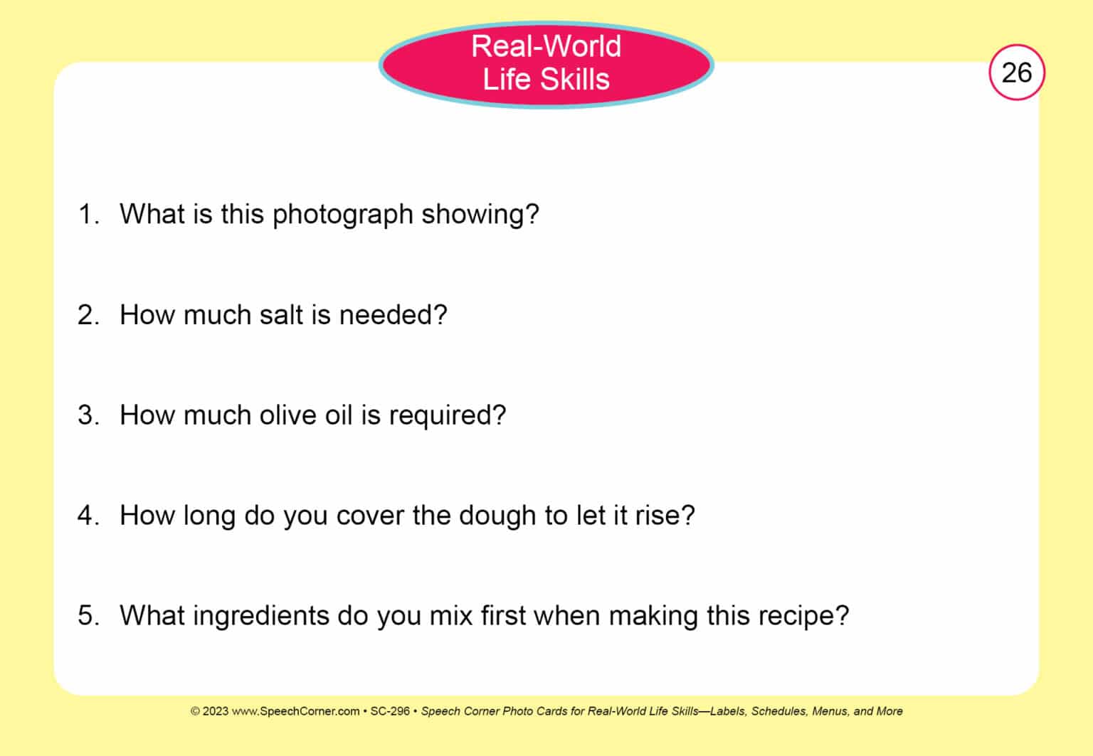 Real-World Life Skills - Speech Corner Photo Cards - Speech Corner