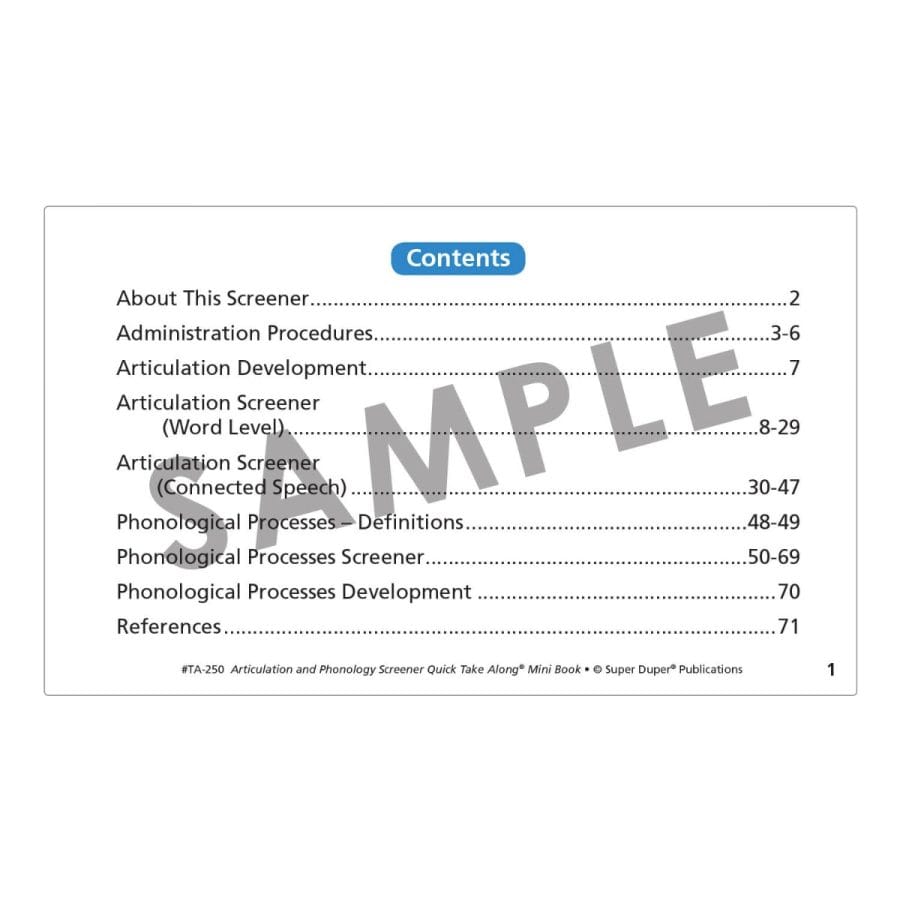 Articulation & Phonology Screener Quick Take Along *This item has been ...