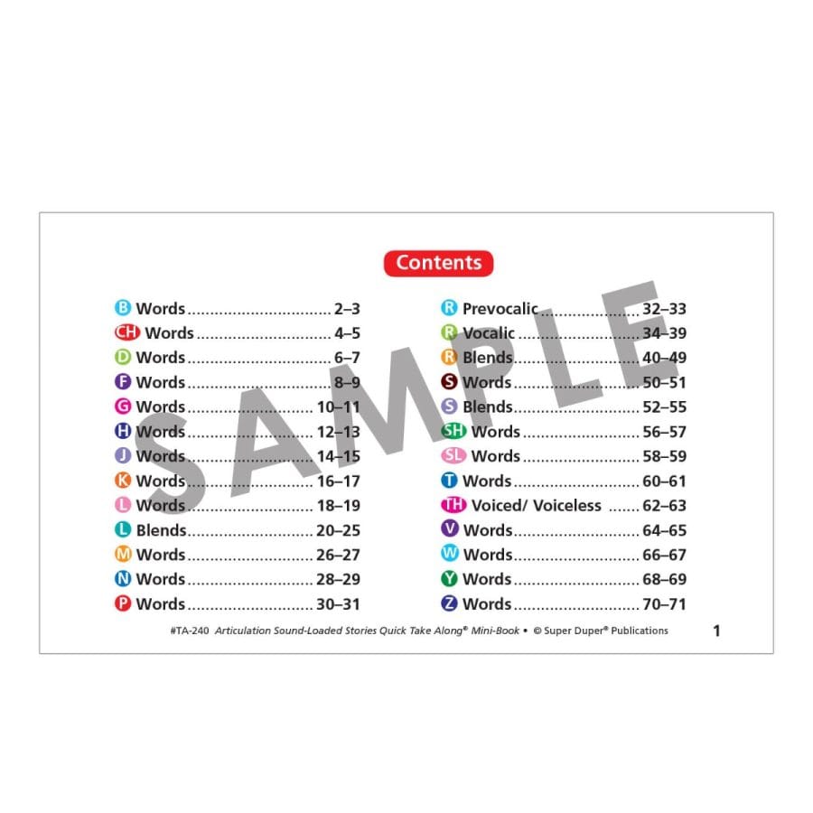 Articulation Sound-Loaded Stories Quick Take Along - Speech Corner