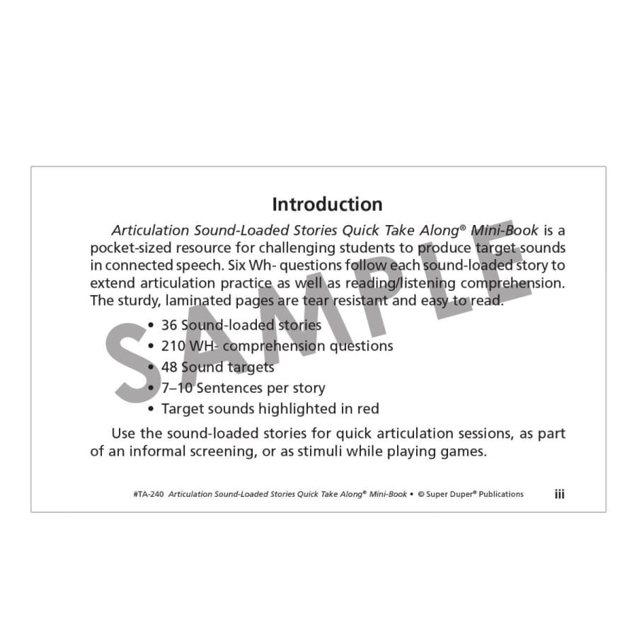 Articulation Sound-Loaded Stories Quick Take Along - Speech Corner