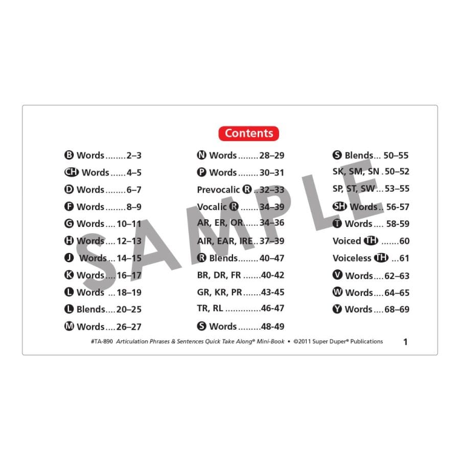 Articulation Phrases & Sentences Quick Take Along - Speech Corner