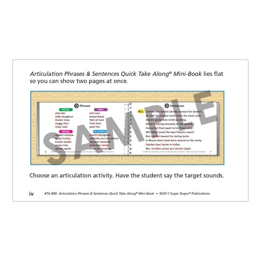 Articulation Phrases & Sentences Quick Take Along - Speech Corner