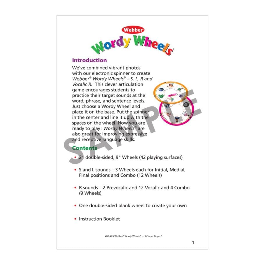Webber Wordy Wheels Bundle - Speech Corner