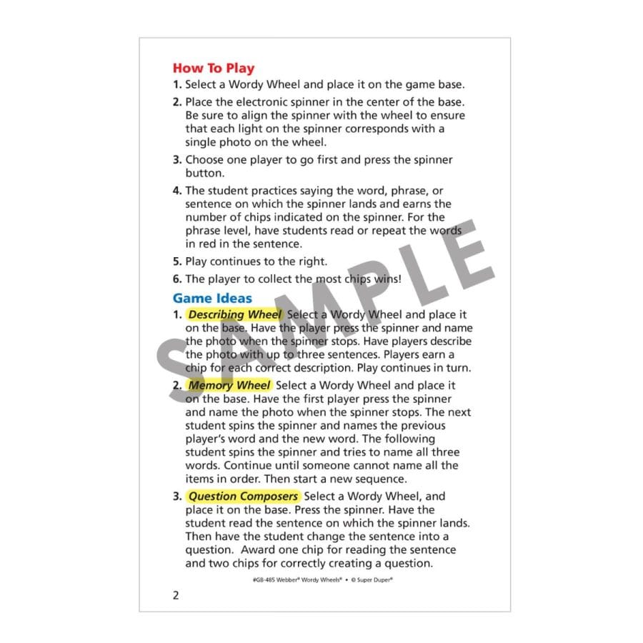 Webber Wordy Wheels Bundle - Speech Corner