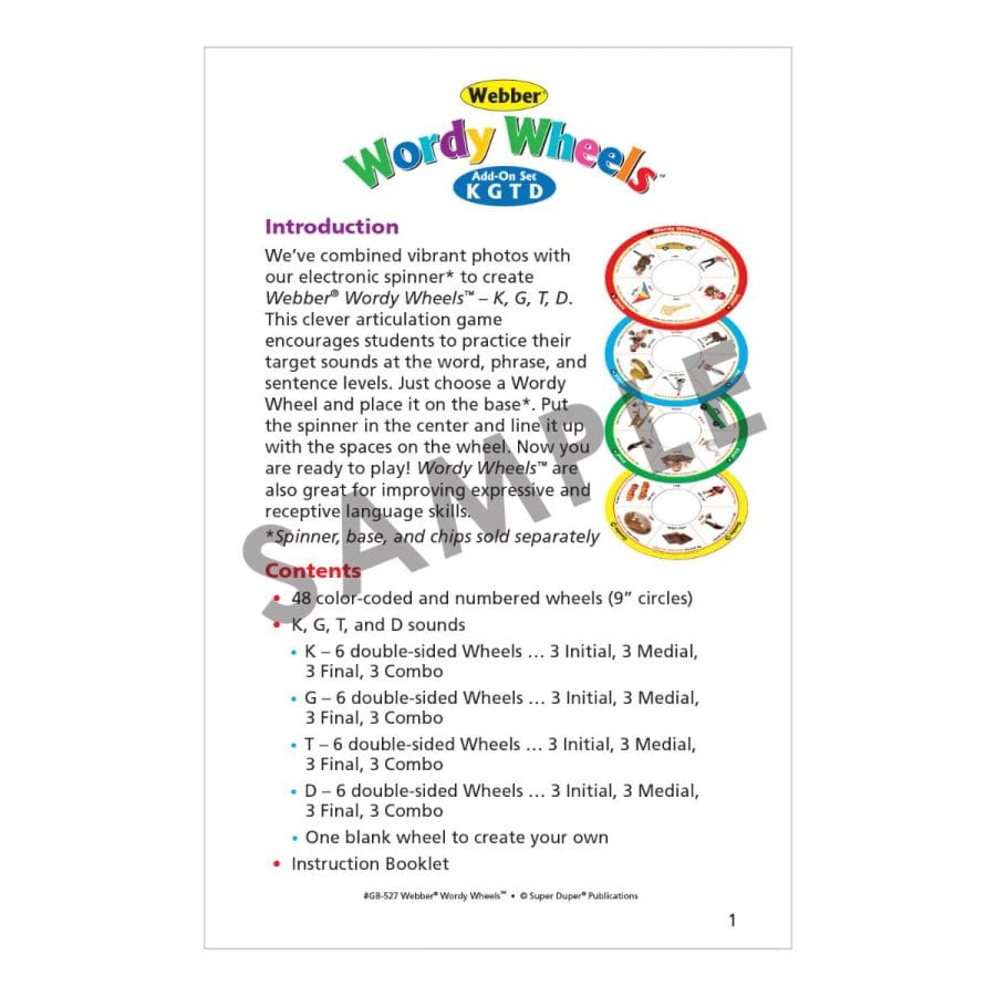 Webber Wordy Wheels Bundle - Speech Corner