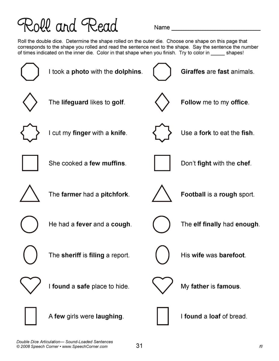 Carryover Double Dice Articulation Bundle - Speech Corner