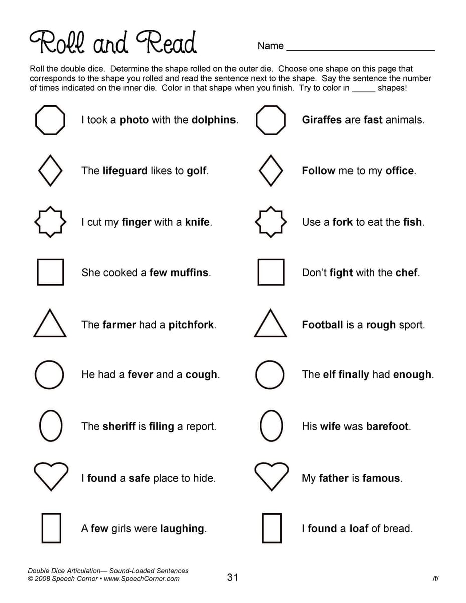 Carryover Double Dice Articulation Bundle - Speech Corner