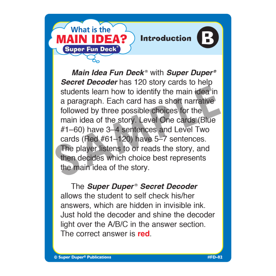 What is the Main Idea Secret Decoder - Speech Corner