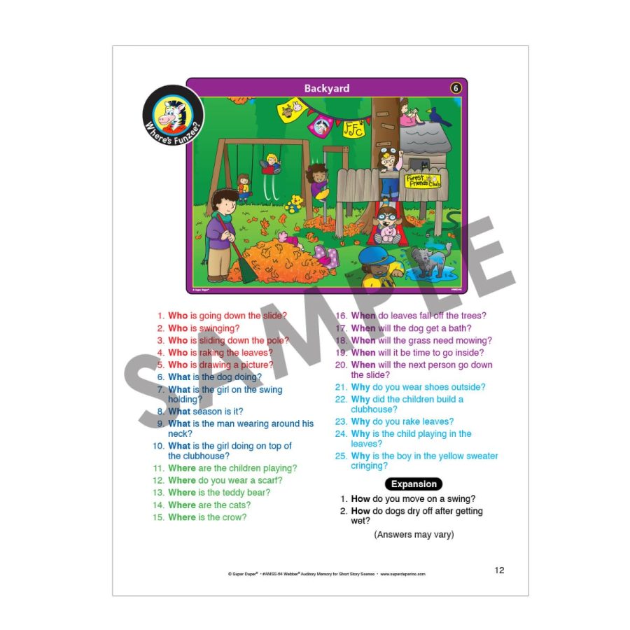 Webber Auditory Memory for Short Story Scenes - Speech Corner