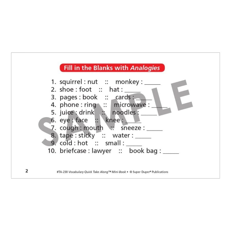 Vocabulary Quick Take Along - Speech Corner