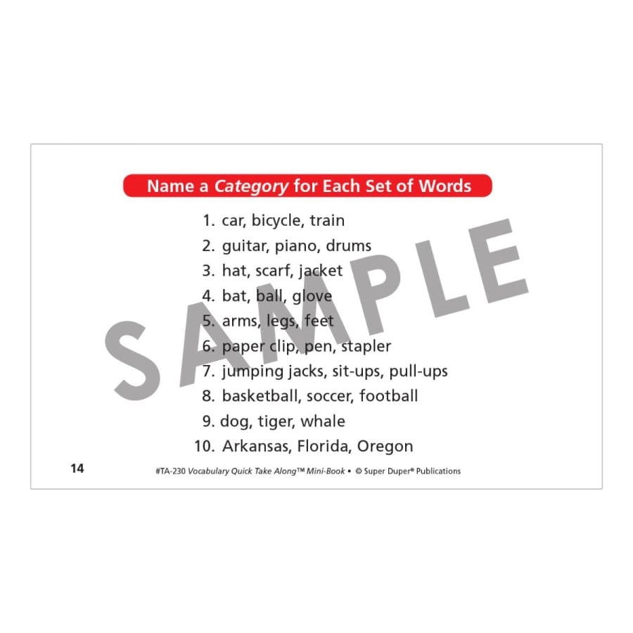 Vocabulary Quick Take Along - Speech Corner