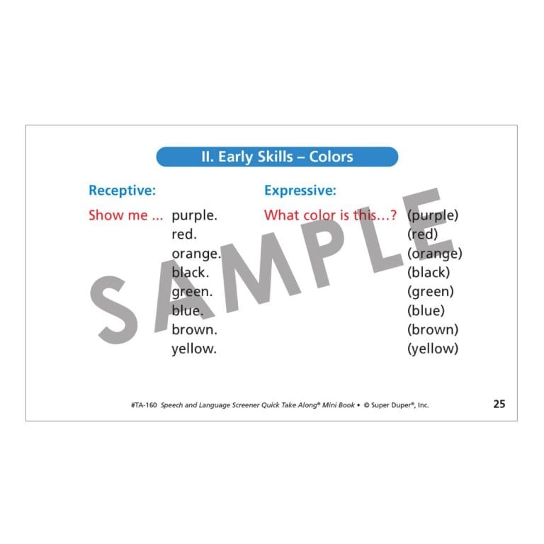 Speech & Language Screener Quick Take Along *This item has been ...